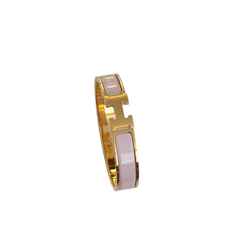 New Hermes Clic Clac H Bracelet Rose Cendeur GM Yellow Gold Hardware GM For Sale at 1stDibs