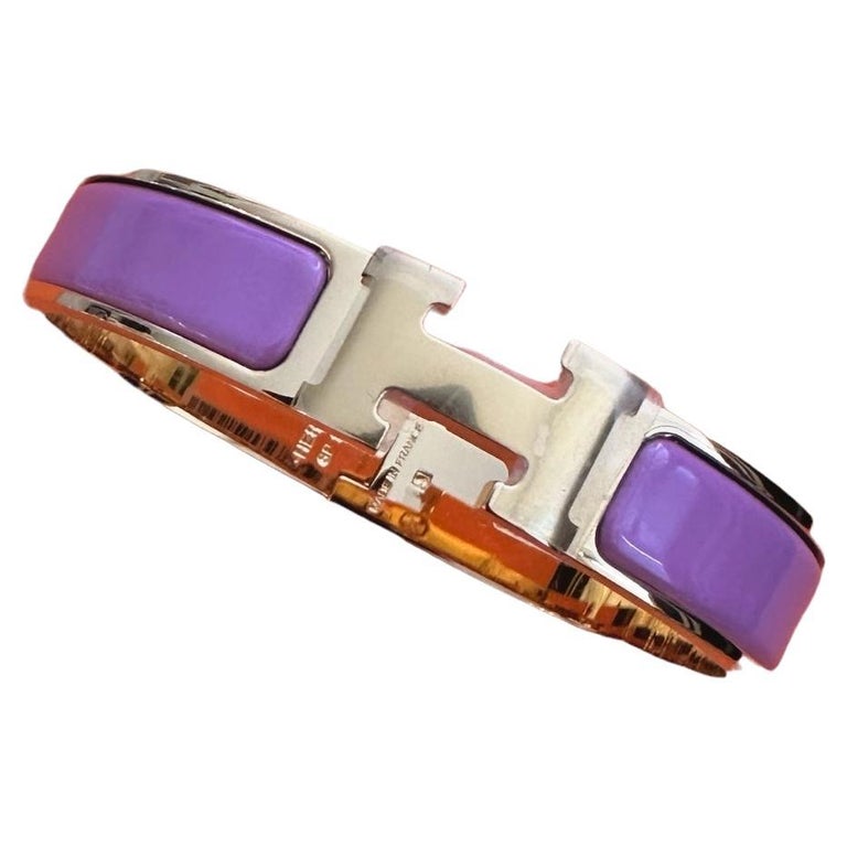 New Hermes Clic Clac H Bracelet Rose Cendre GM Yellow Gold Hardware GM For Sale at 1stDibs