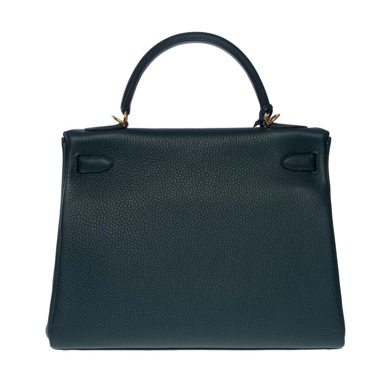 New Hermès Kelly 32 retourne in Green Cypres Taurillon Clemence leather ...