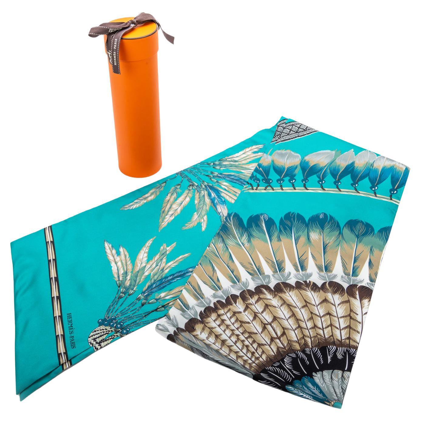New in Box Hermès Double Face Blue Maxi Twilly For Sale at 1stDibs