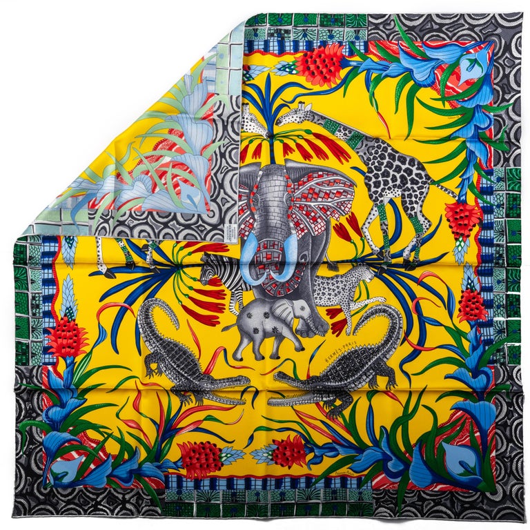 New Hermes Savannah Animals Silk Scarf in Box at 1stDibs | hermes ...