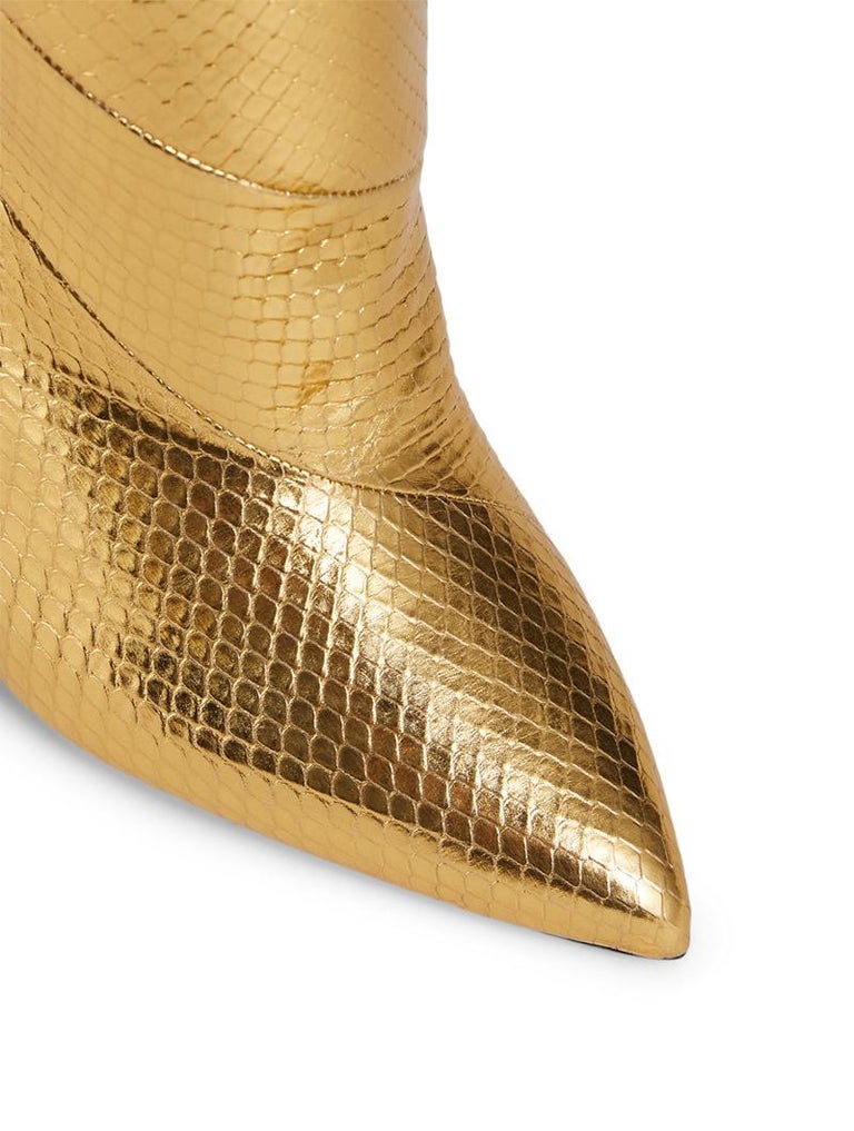 NEW in box Saint Laurent 110MM Abbey Metallic Python Tall Boots sz EU38 ...