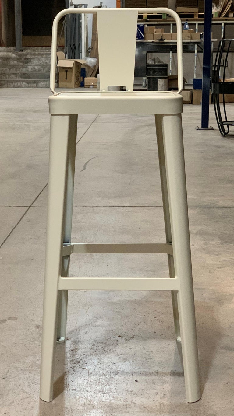 New Industrial Wrought Iron Shop Stool with Metal Seat For Sale at ...