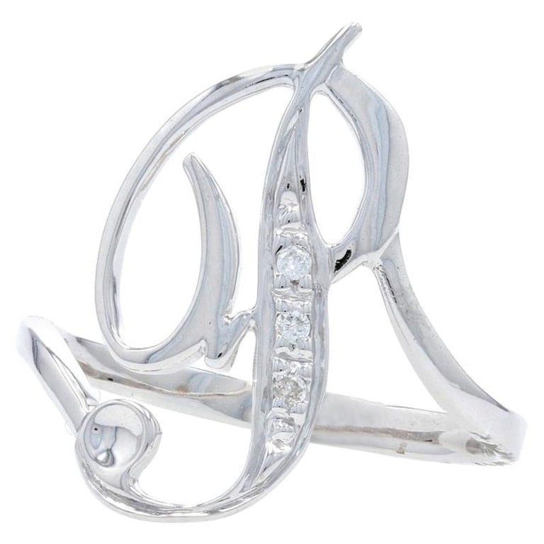 Customizable New Initial P Signet Ring, 18k White Gold Personalized ...