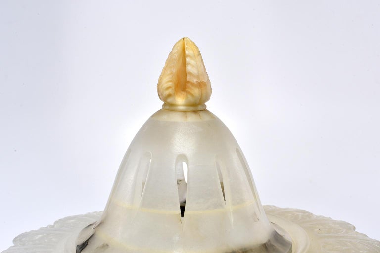 New Italian Carved Alabaster Covered Bowl or Dish at 1stDibs