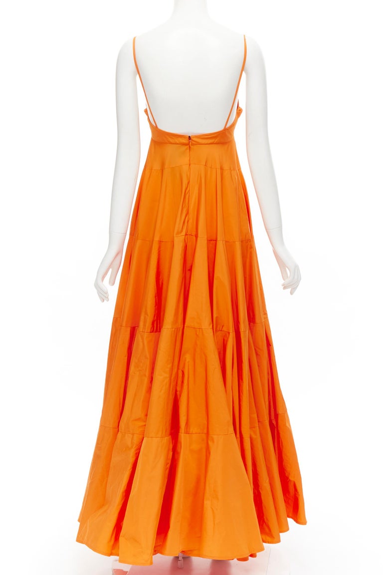 new JACQUEMUS Runway orange long tafetta button front maxi dress gown ...