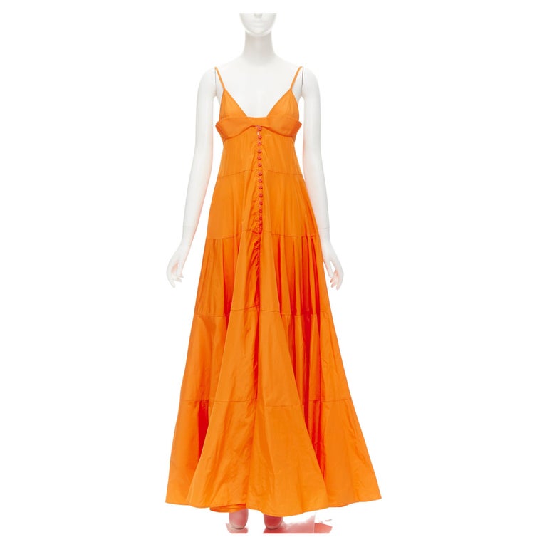 new JACQUEMUS Runway orange long tafetta button front maxi dress gown ...