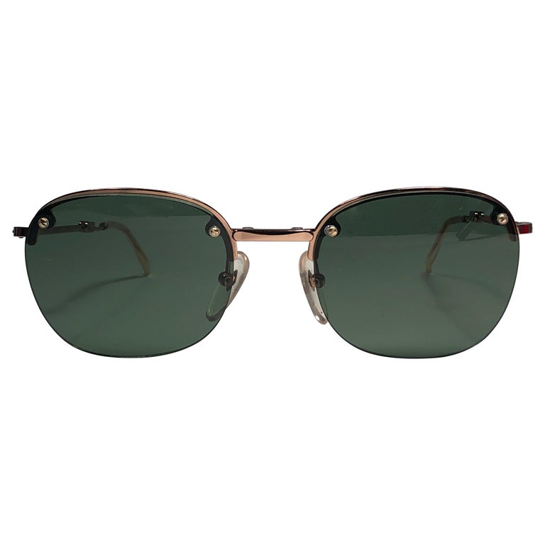 New Jean Paul Gaultier 58 0171 Half Frame RoseGold Folding Sunglasses ...