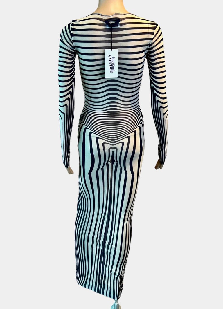 New Jean Paul Gaultier S/S 2021 "Cyberbaba" Print Sheer Mesh Bodycon ...