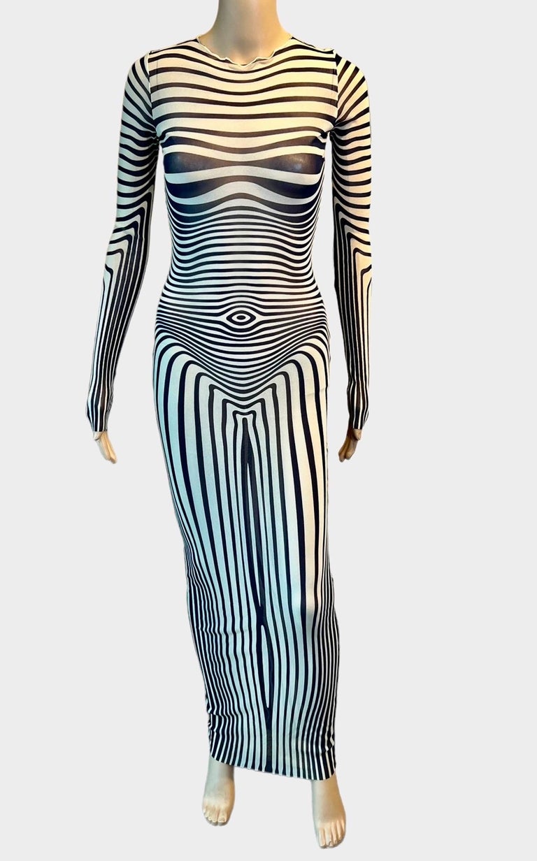 New Jean Paul Gaultier S/S 2021 "Cyberbaba" Print Sheer Mesh Bodycon ...