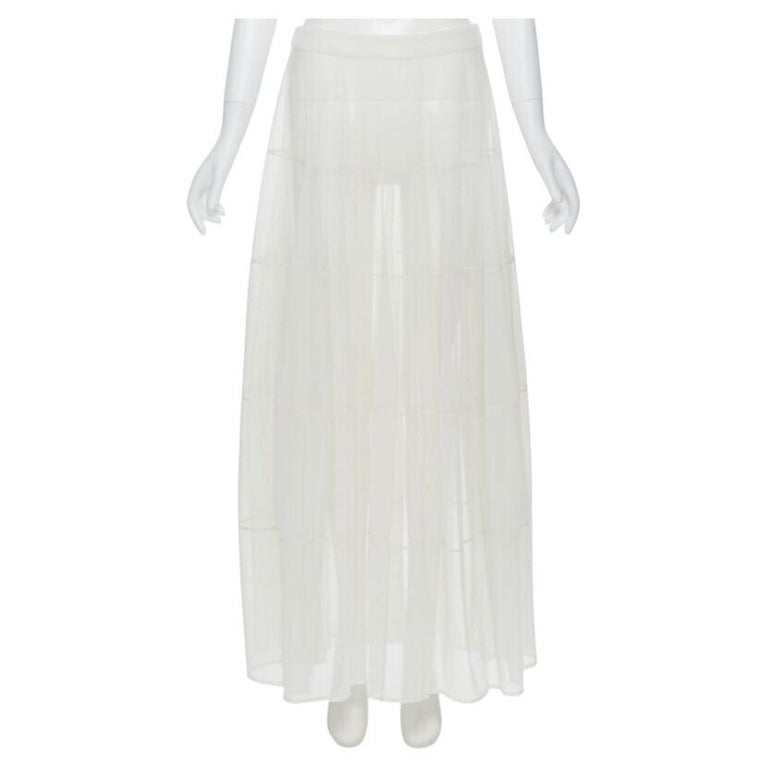 new JIL SANDER nude beige sheer polyamide bubble full skirt FR36 S For Sale at 1stDibs