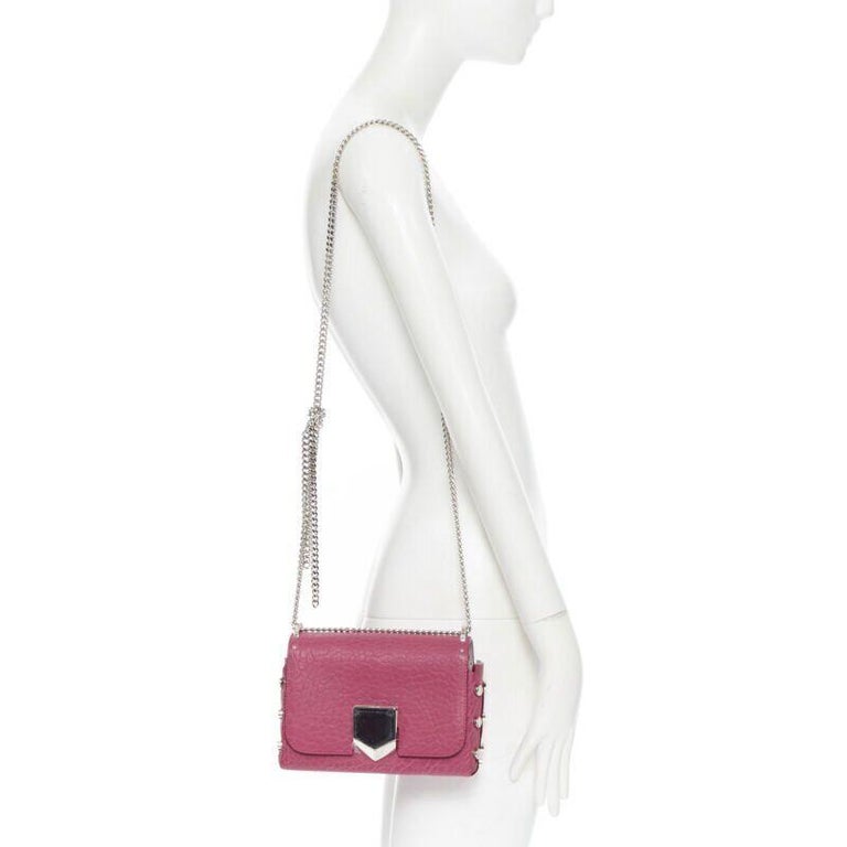 new JIMMY CHOO Lockett Petite fuschia pink grainy leather buckle ...