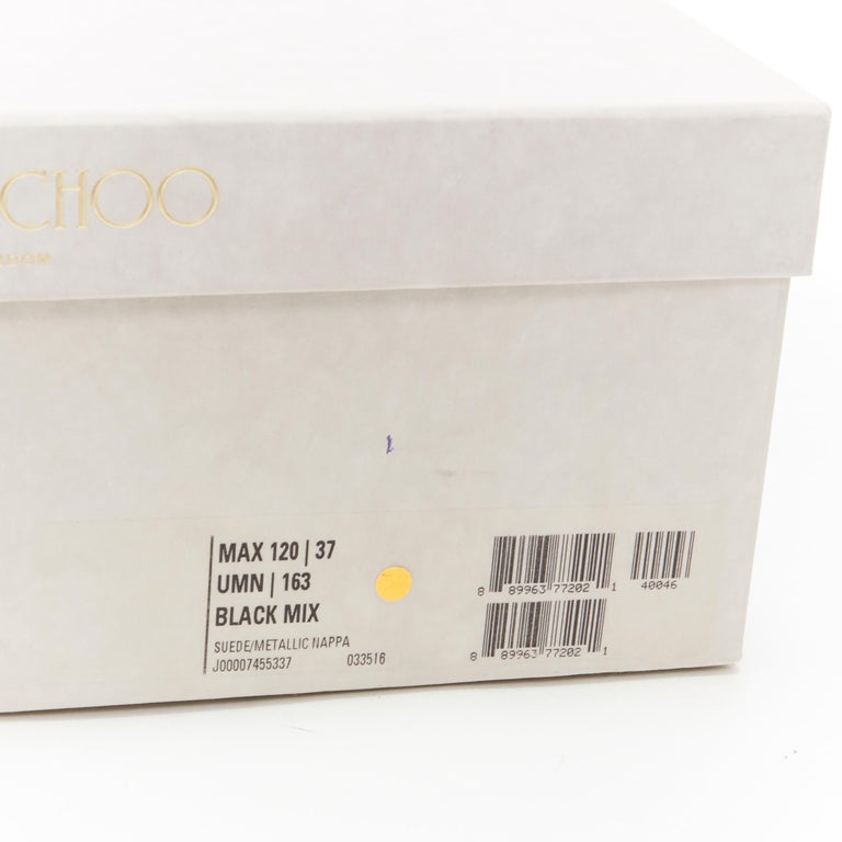 new JIMMY CHOO Max 120 black suede silver graphic layered platform ...