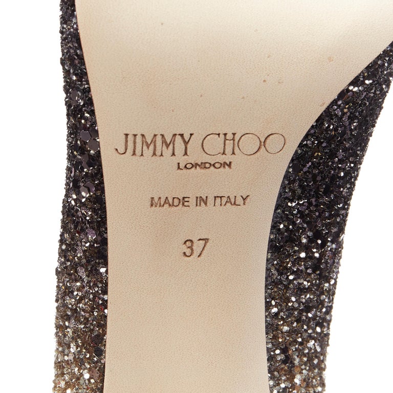 new JIMMY CHOO Romy 100 black gold gradient course glitter pointy toe ...