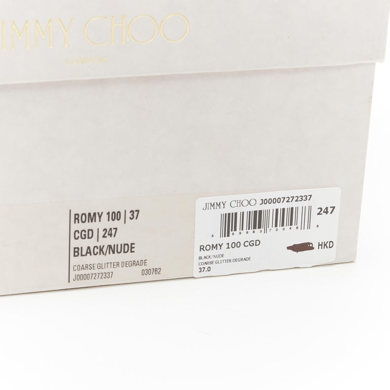 new JIMMY CHOO Romy 100 black gold gradient course glitter pointy toe ...