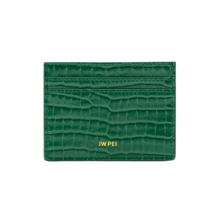 New JW PEI Green The Card Holder Crocodile Pattern Vegan Leather Card ...