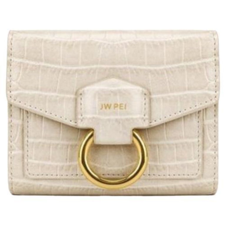 New JW PEI Ivory White Stella Crocodile Pattern Vegan Leather Trifold ...