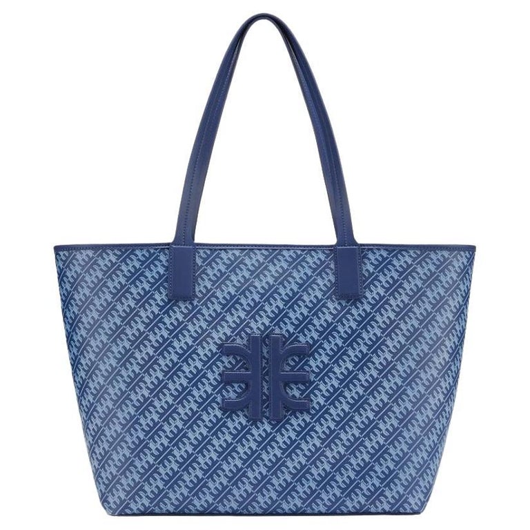 New JW PEI Navy Blue FEI Monogram Tote Shoulder Bag For Sale at 1stDibs