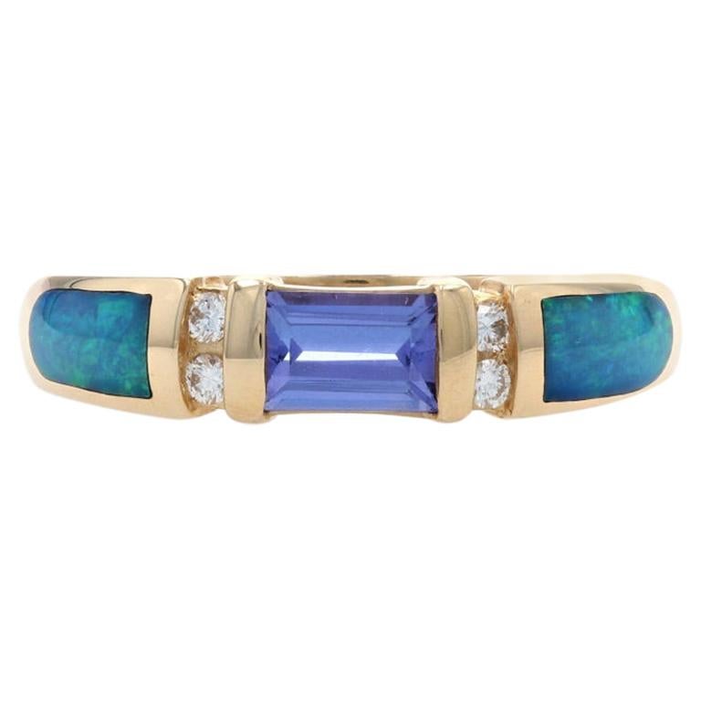 Kabana Opal and Diamond Ring, 14 Karat Yellow Gold at 1stDibs
