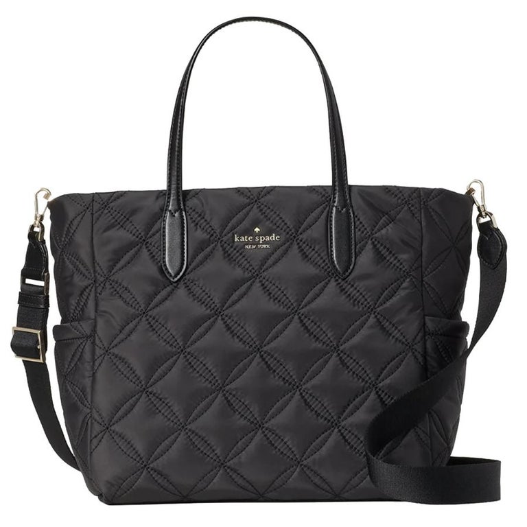 NEW Kate Spade Black Chelsea Medium Quilted Nylon Satchel Crossbody Bag For Sale at 1stDibs