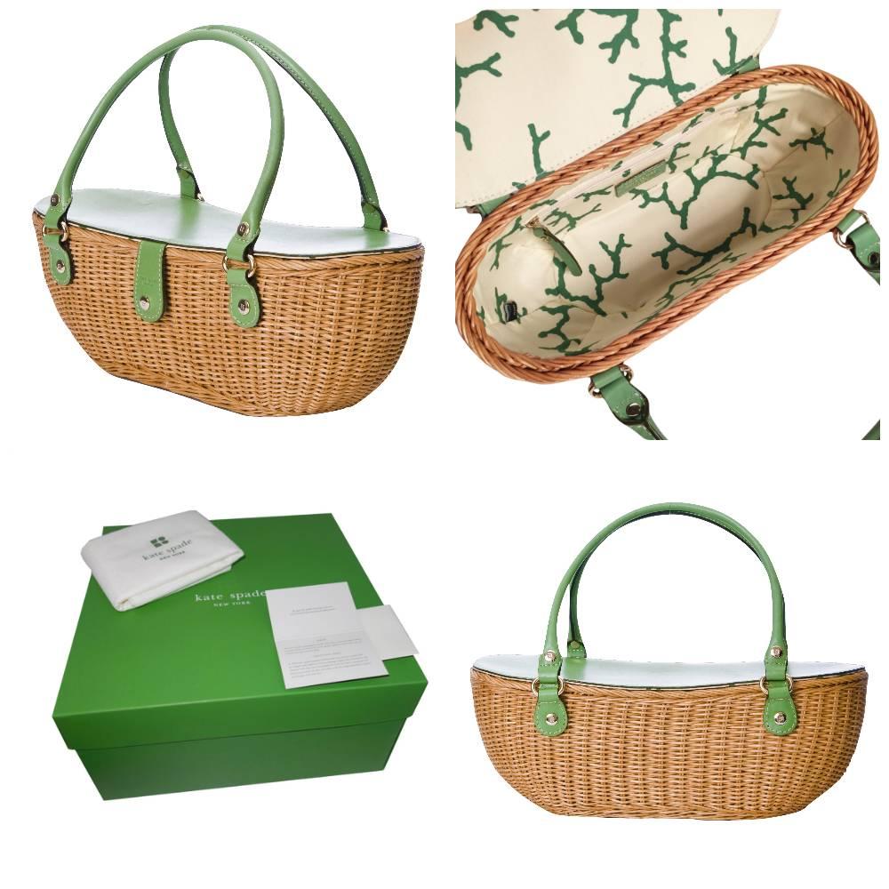 New Kate Spade Her Rare Large Collectible Spring 2005 Green Wicker ...