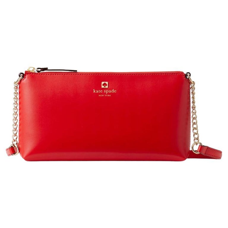 NEW Kate Spade Lacquer Red Weller Street Declan Leather Crossbody Bag ...