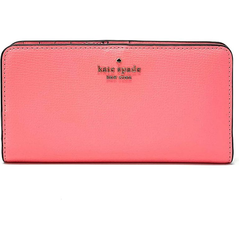 NEW Kate Spade Pink Peach Nectar Refined Grain Leather Large Slim ...