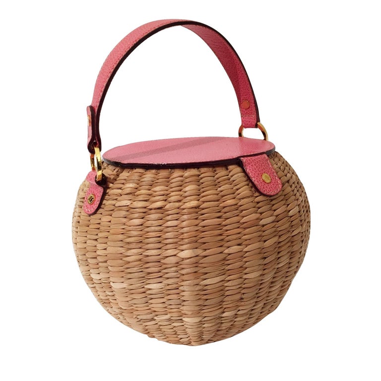 New Spring 2005 Collection Kate Spade Pink Wicker Basket Bag With Box ...