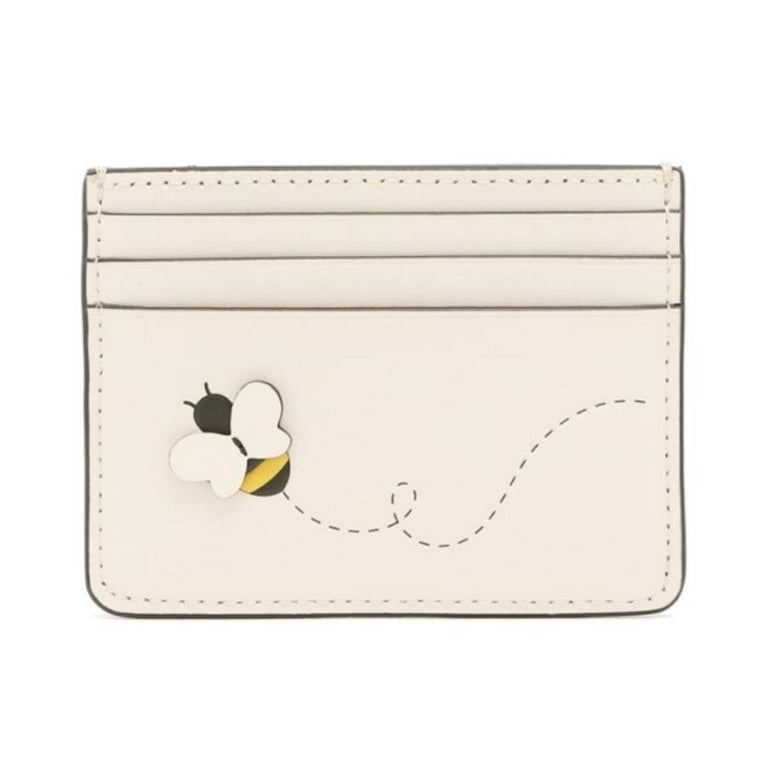 NEW Kate Spade White Parchment Honey Bee Small Slim Leather Card Holder ...