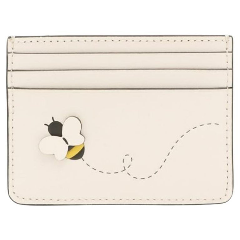 NEW Kate Spade White Parchment Honey Bee Small Slim Leather Card Holder ...