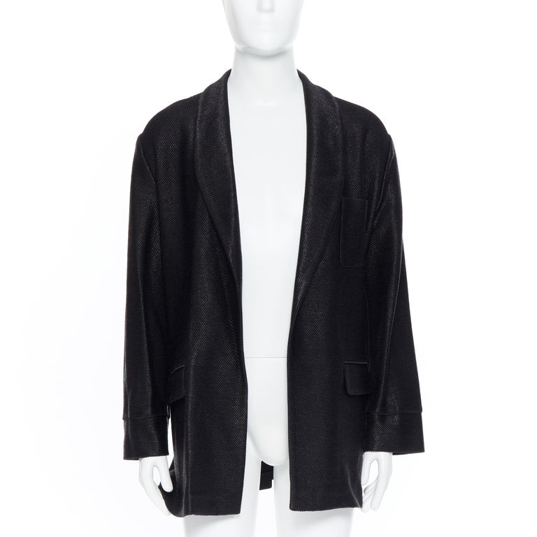 new LA PERLA MENSWEAR Runway black lacquered raffia weave belted robe ...