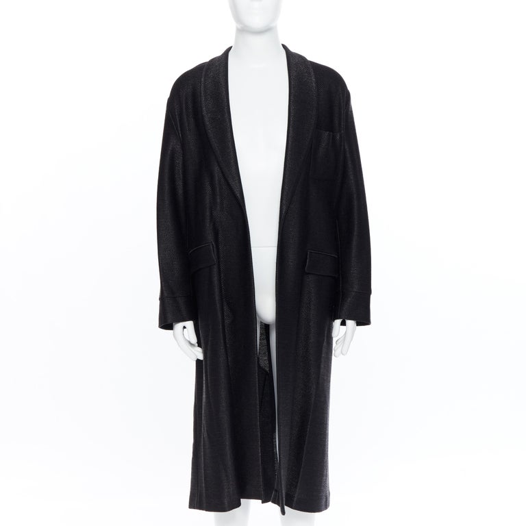 new LA PERLA MENSWEAR Runway black lacquered raffia weave belted robe ...