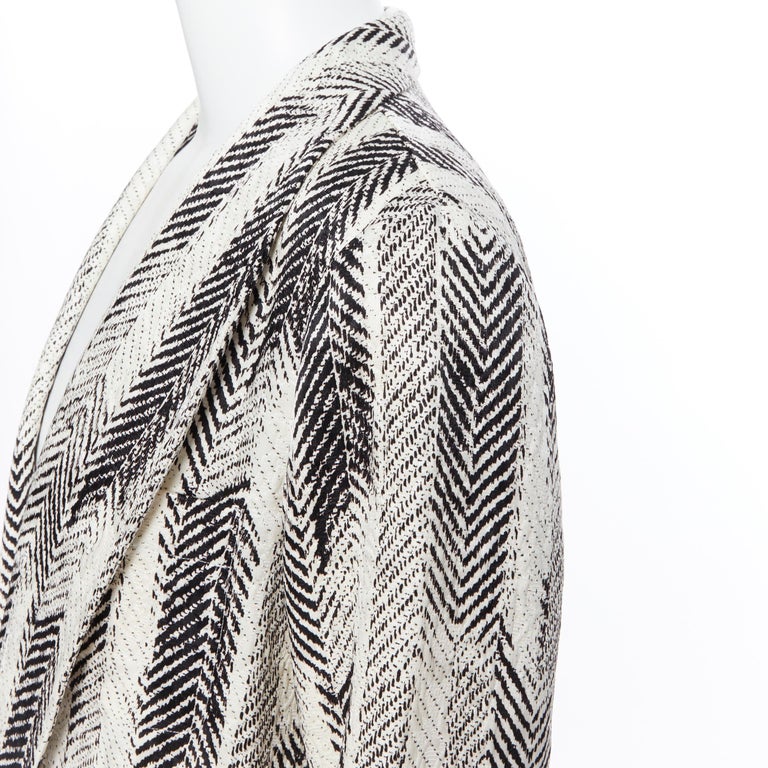 new LA PERLA MENSWEAR Runway black white wool silk jacquard belted robe ...