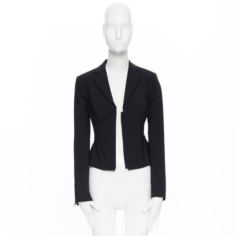 new LA PERLA SS17 Corset Jacket black bi-stretch wool zip bustier ...