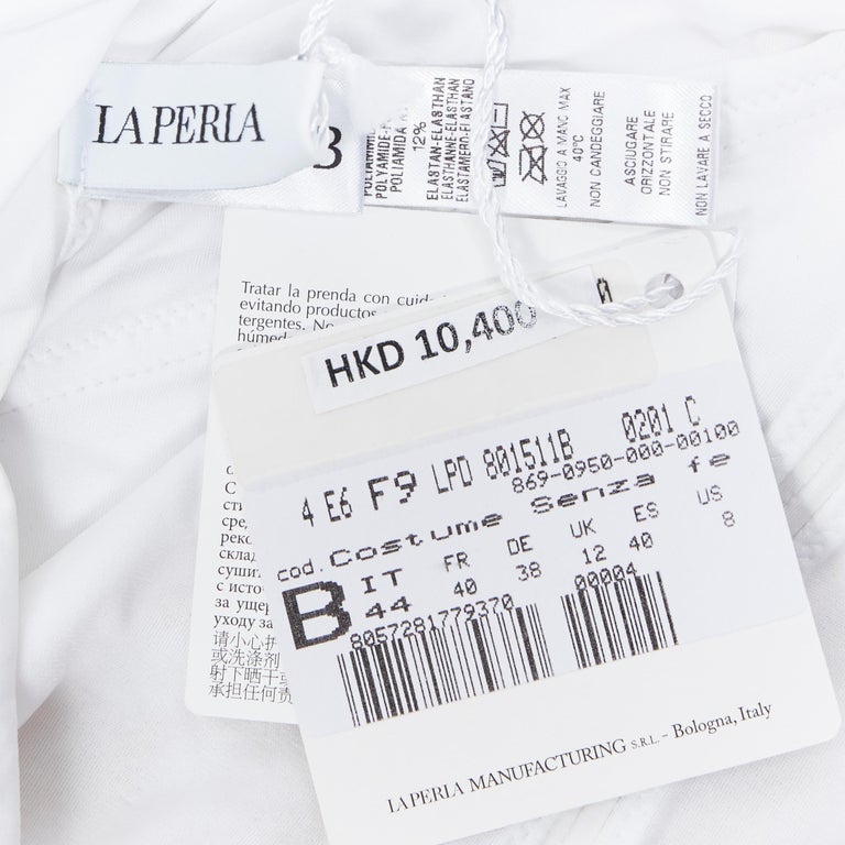 new LA PERLA white gold sequins nude mesh insert plunge neck monokini ...