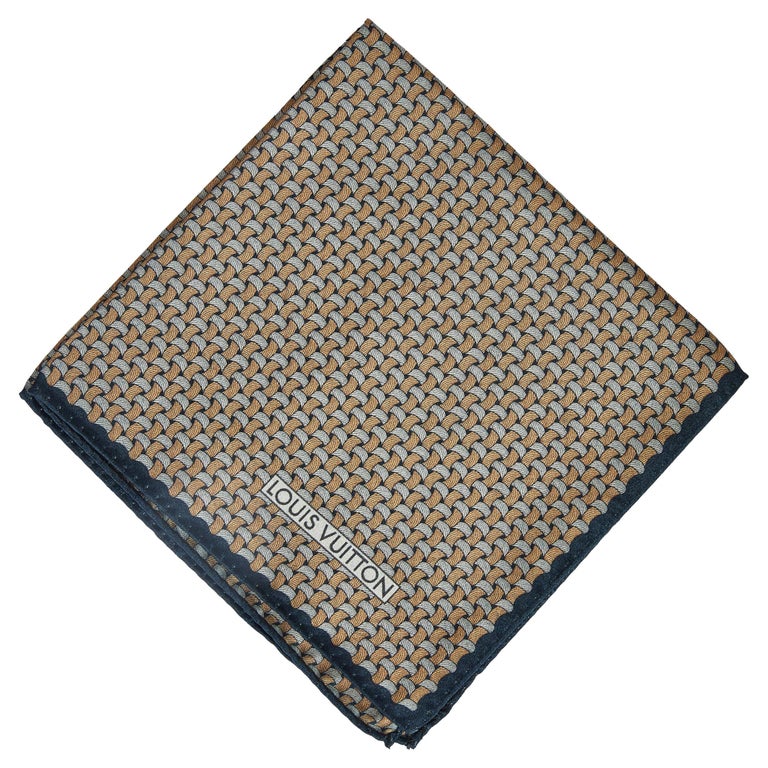 New Louis Vuitton Blue Rust Silk Pocket Square at 1stDibs