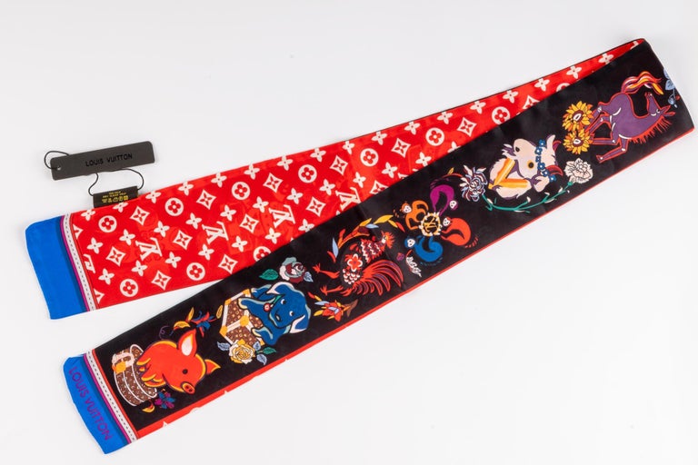 New Louis Vuitton Limited Edition Monogram Animals Silk Twilly at ...