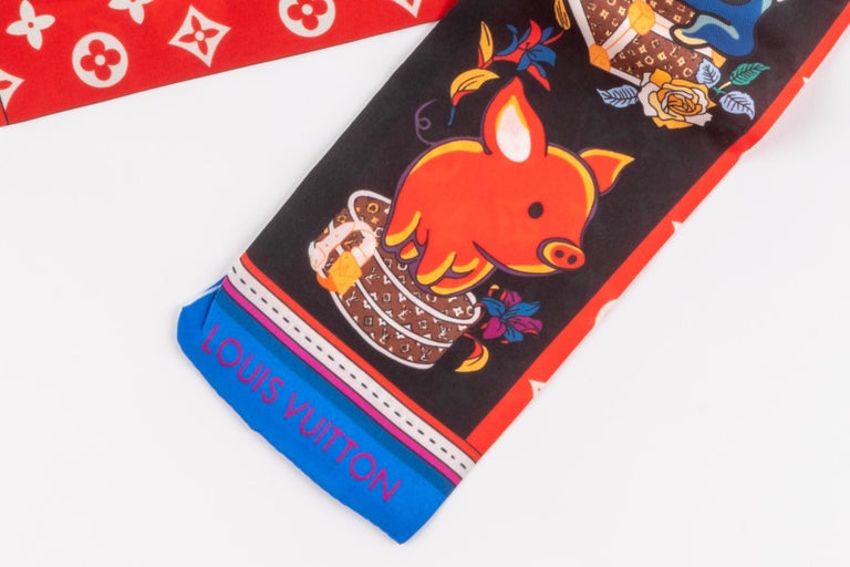New Louis Vuitton Limited Edition Monogram Animals Silk Twilly at ...