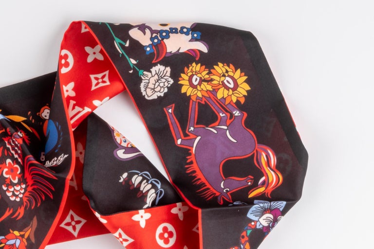New Louis Vuitton Limited Edition Monogram Animals Silk Twilly at ...