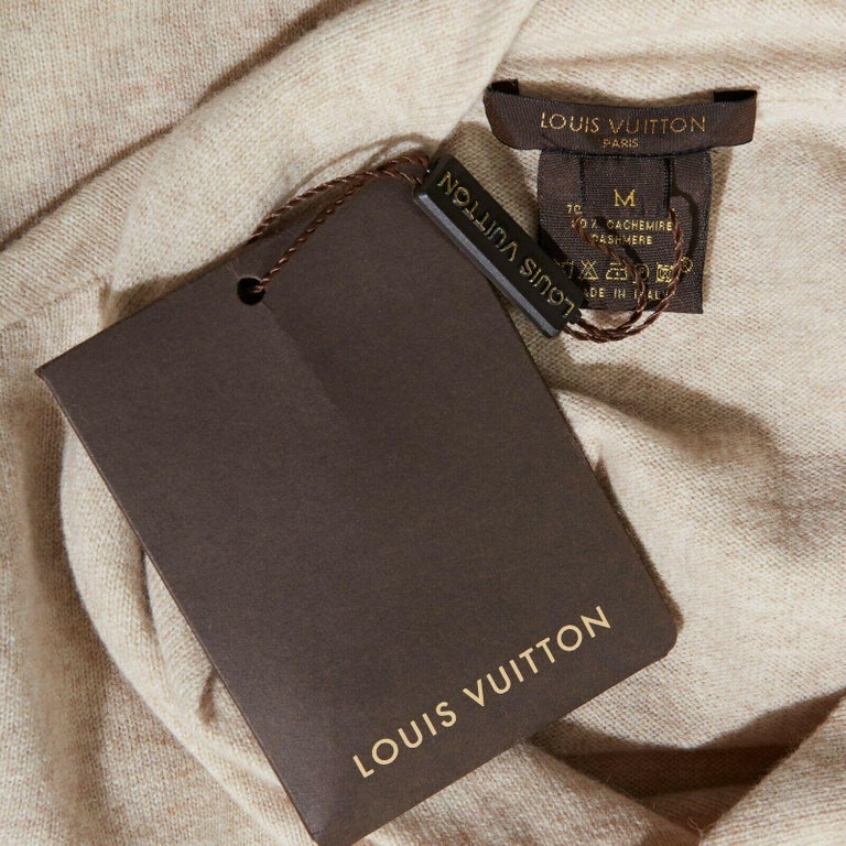 new LOUIS VUITTON wool cashmere beige crystal button stand collar ...