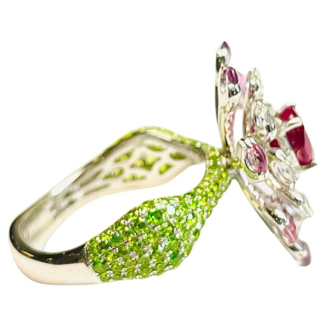 6.49Gram Luxury Art Firework Ring Ruby Unheated Burma 1.05 Carats AIGS ...