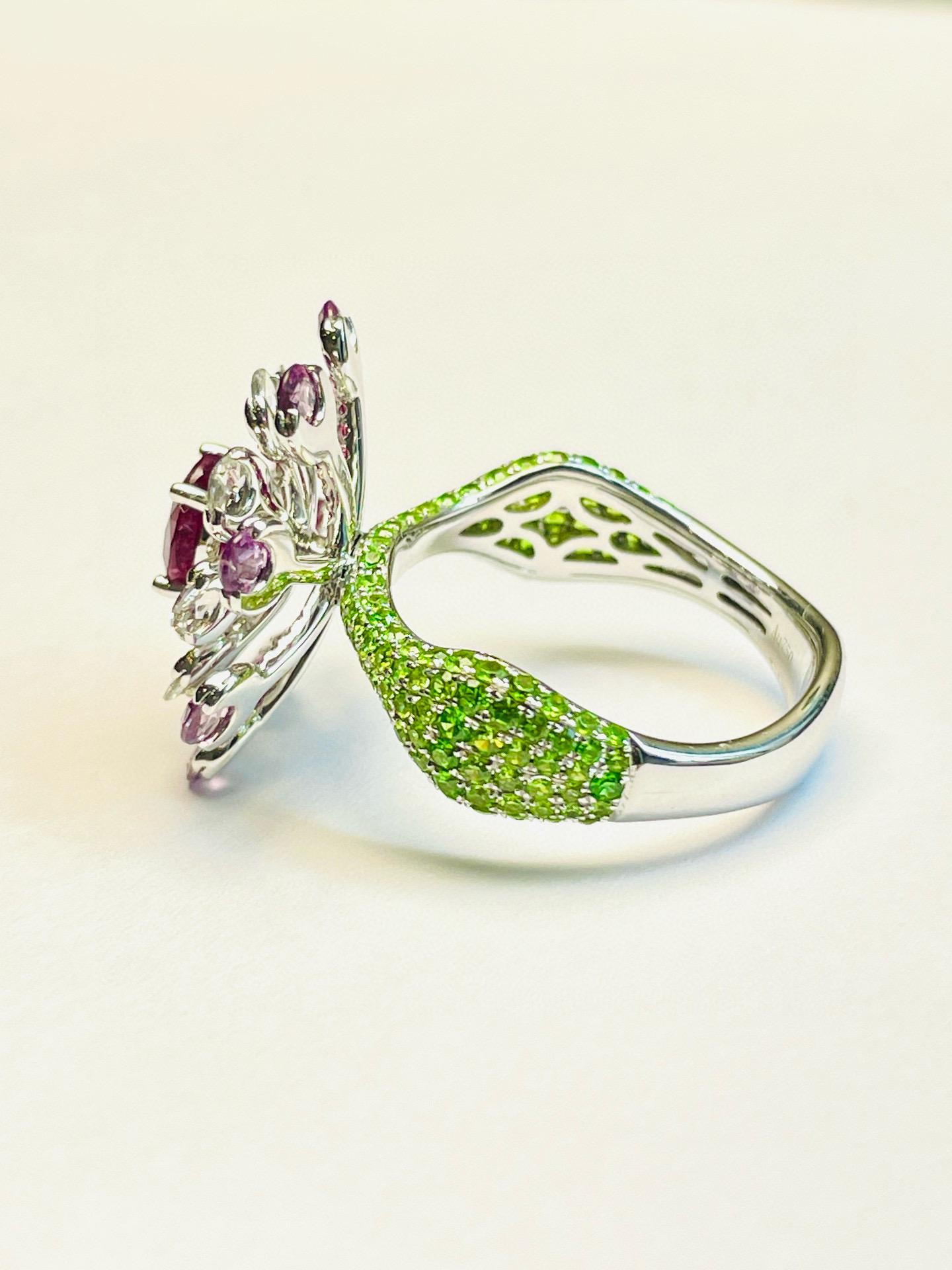 6.49Gram Luxury Art Firework Ring Ruby Unheated Burma 1.05 Carats AIGS ...