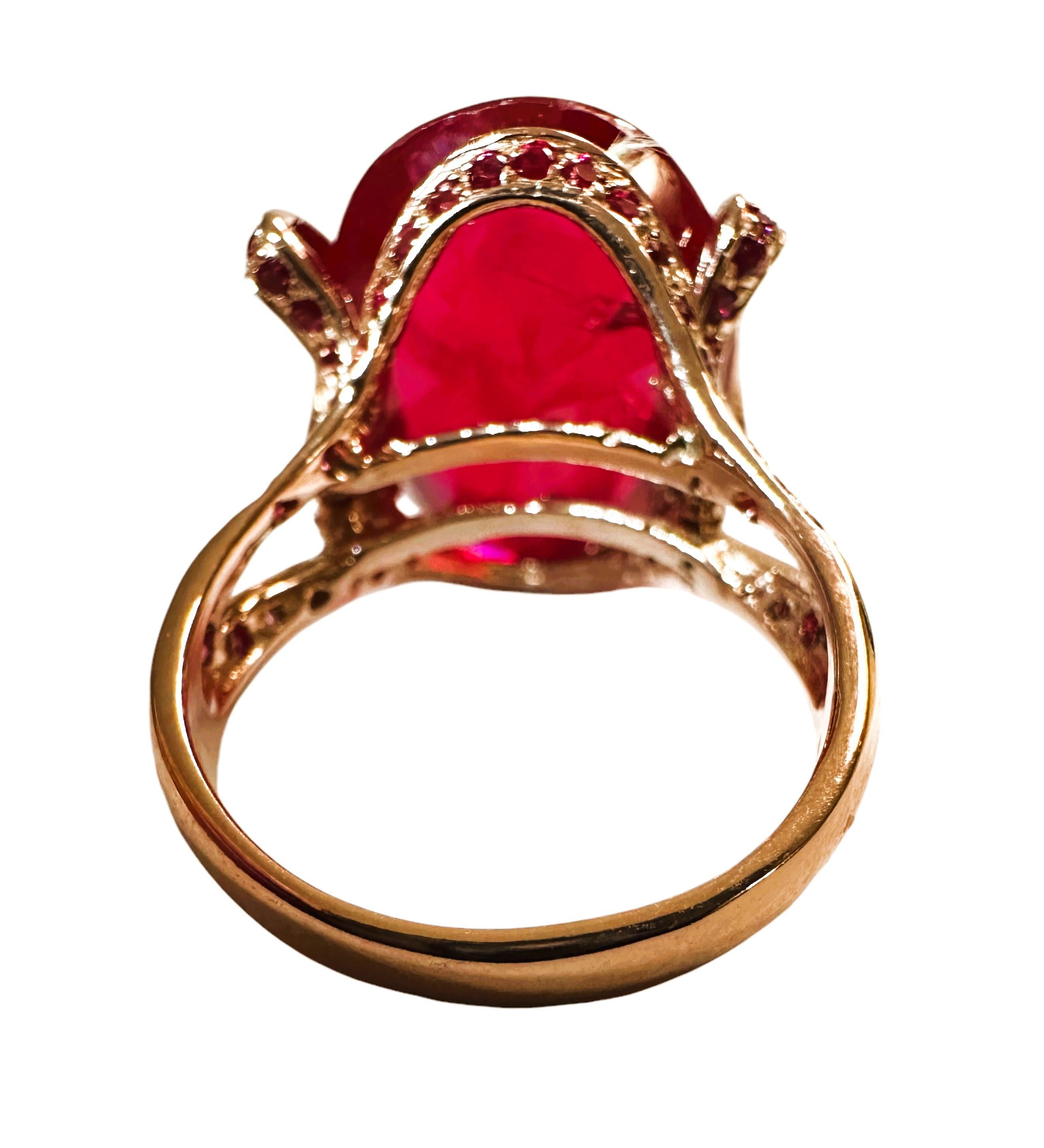 New Madagascar 16 Ct Pinkish Red Ruby Yellow Gold Plated Sterling Ring ...