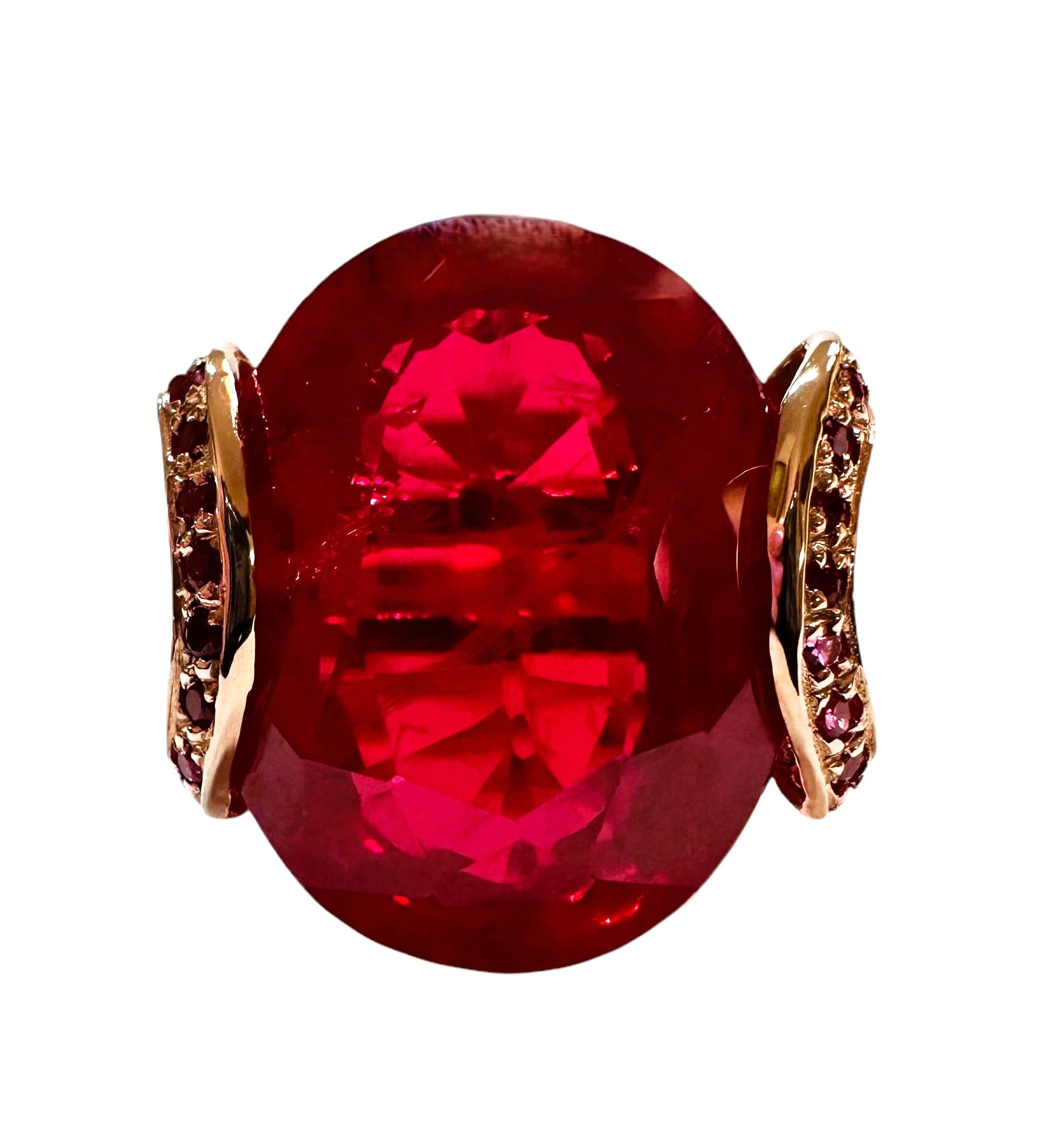 New Madagascar 16 Ct Pinkish Red Ruby Yellow Gold Plated Sterling Ring ...