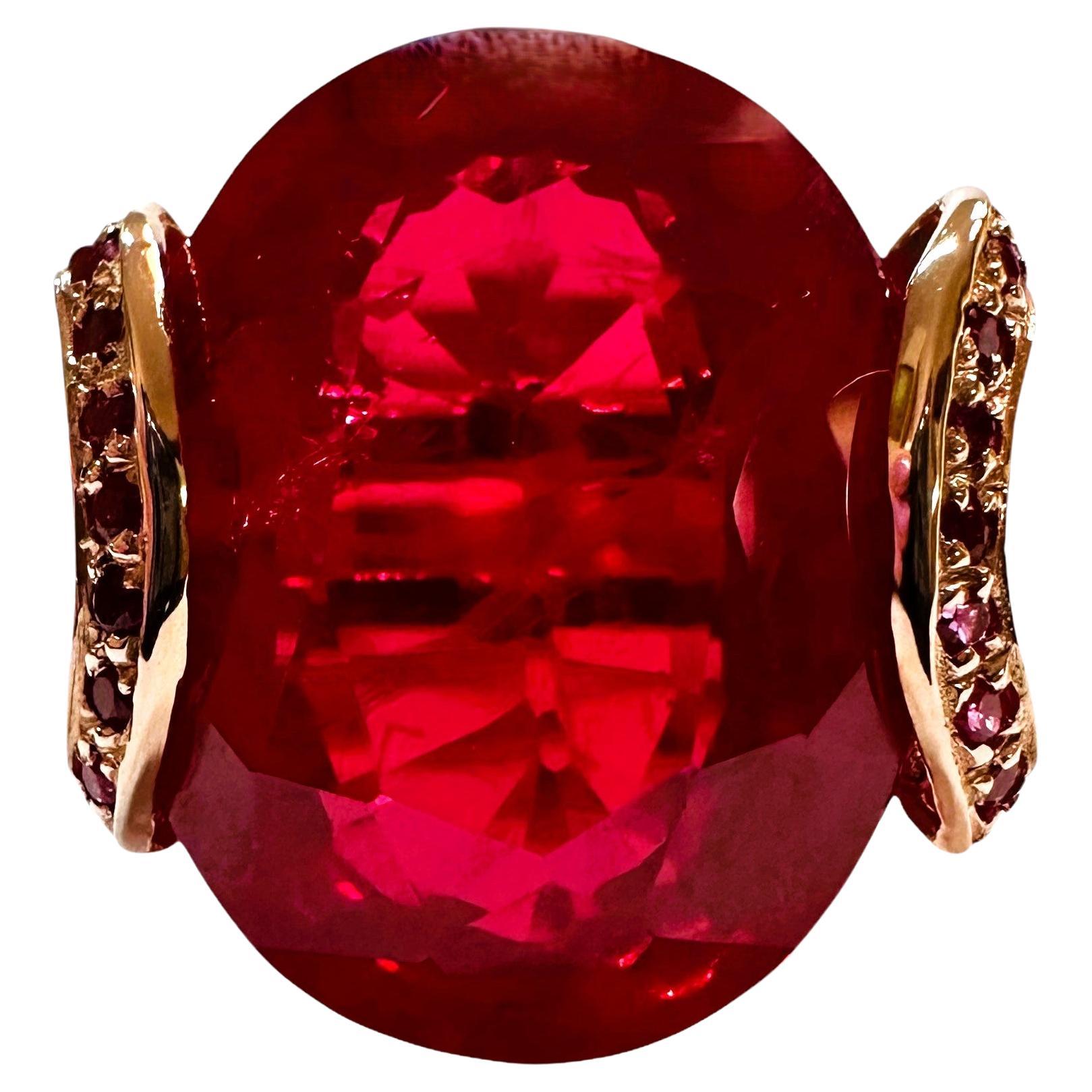New African 5.80 Ct Pinkish Red Sapphire Yellow Gold Plated Sterling ...