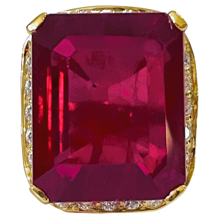 New Madagascar 24.10 Carat Blood Red and White Sapphire YGold Plated ...