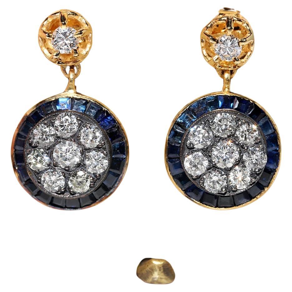 New Made 14k Gold Natural Diamond And Caliber Ruby Decorated Earring ...