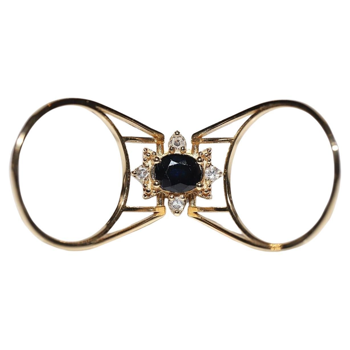 14k Gold Natural Diamond And Sapphire Decorated Two Face Ring For Sale ...