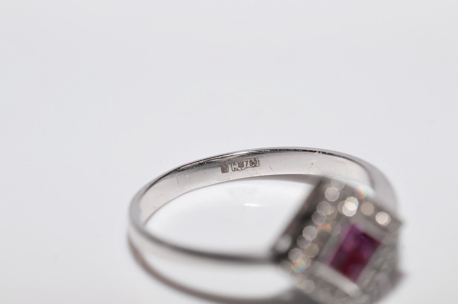 New Made 18k Gold Natural Diamond And Princess Cut Ruby Decorated Ring ...