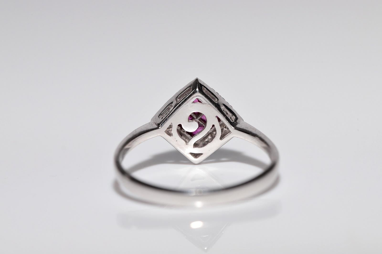 New Made 18k Gold Natural Diamond And Princess Cut Ruby Decorated Ring ...